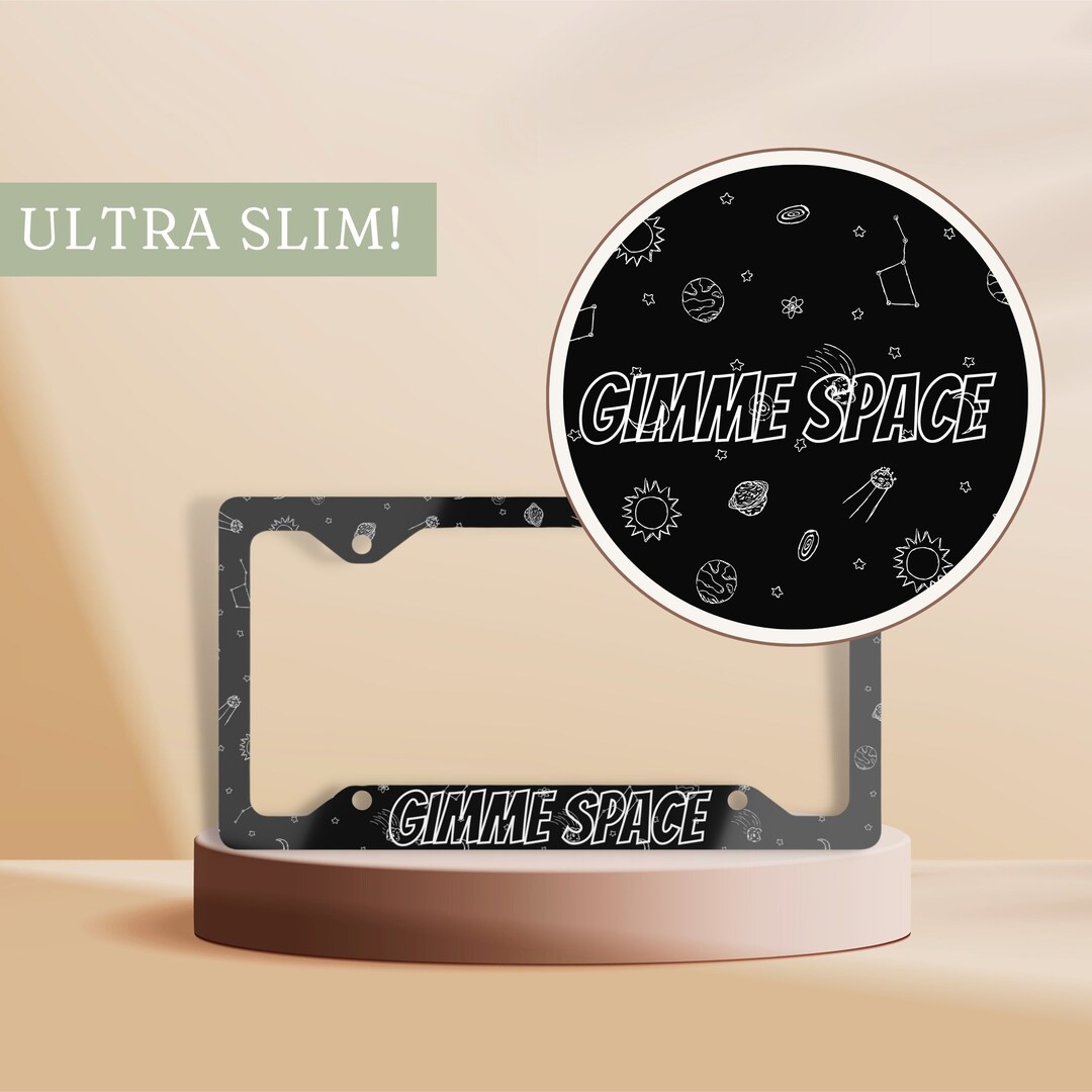 Funny License Plate Frame, Outer Space License Plate Frame, Black ...