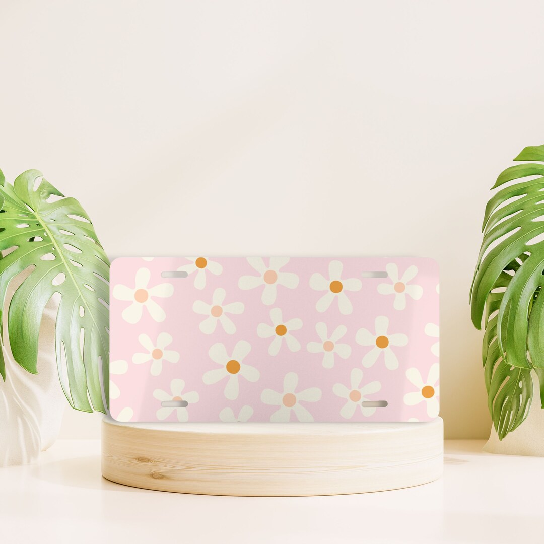 Pink Daisy License Plate, Flower Vanity License Plate, Cute Daisy Front ...