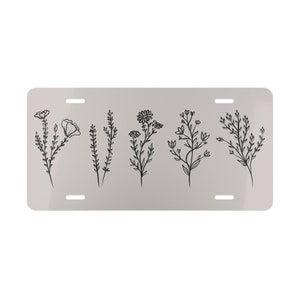 Wildflower License Plate, Floral Front License Plate, Minimal Flowers ...