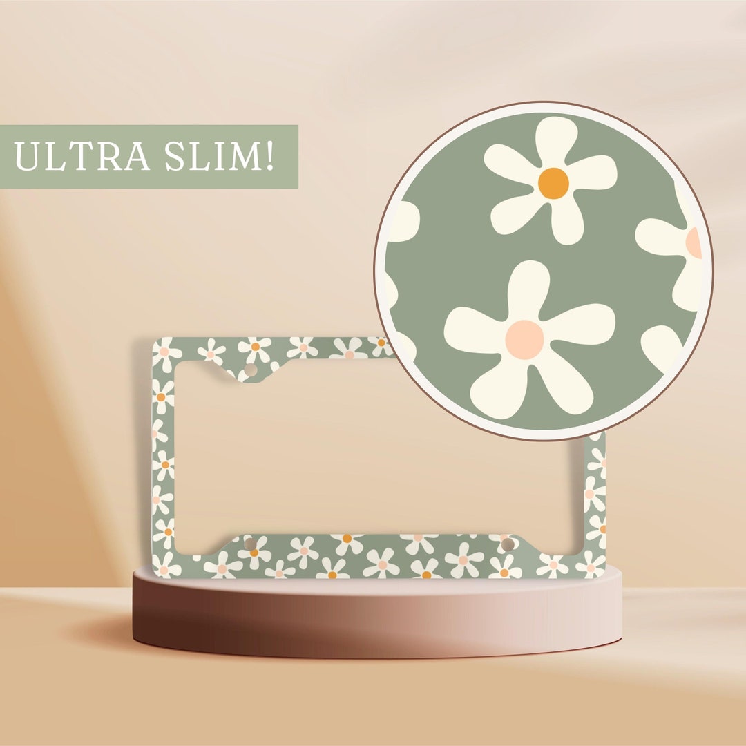 Daisy Metal License Plate Frame, Olive Green License Plate Frame ...