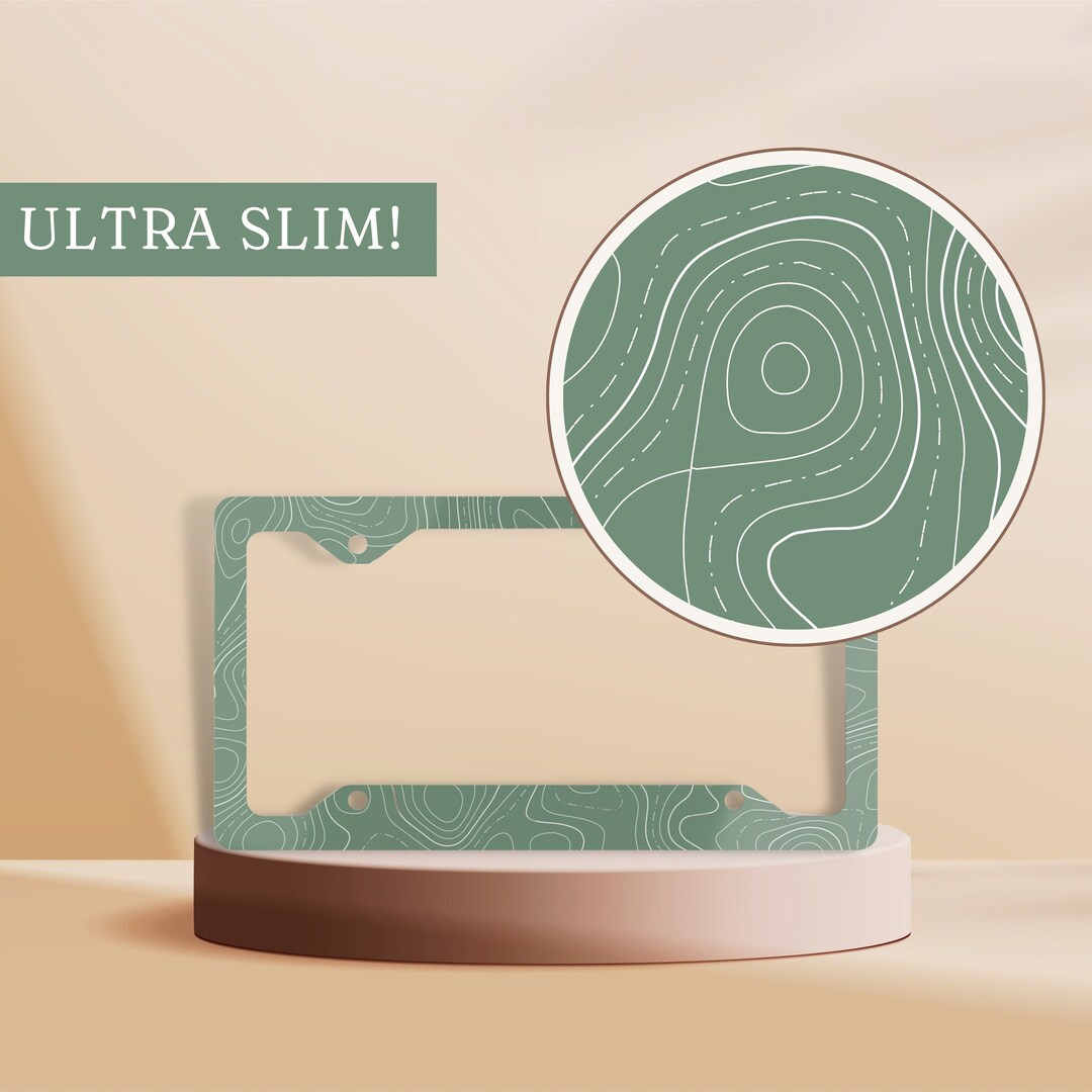 Topographic Map License Plate Frame, Army Green License Plate Frame ...