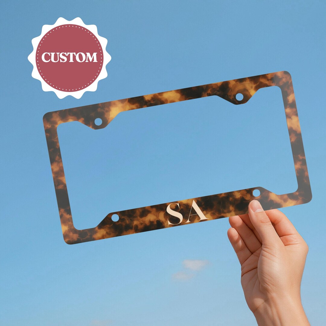 Custom Tortoise Shell License Plate Frame, Initials Car Accessory - Etsy