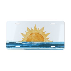 Sunshine License Plate, Watercolor License Plate, Sunset License Plate ...