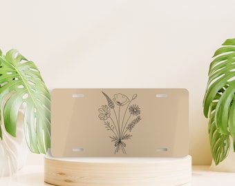 Wildflower License Plate Green Vanity License Plate Flower - Etsy
