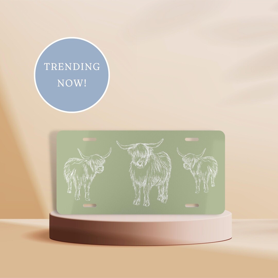 Highland Cow License Plate, Western Front License Plate, Green License ...