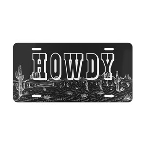 Western License Plate, Black Front License Plate, Howdy Vanity License ...