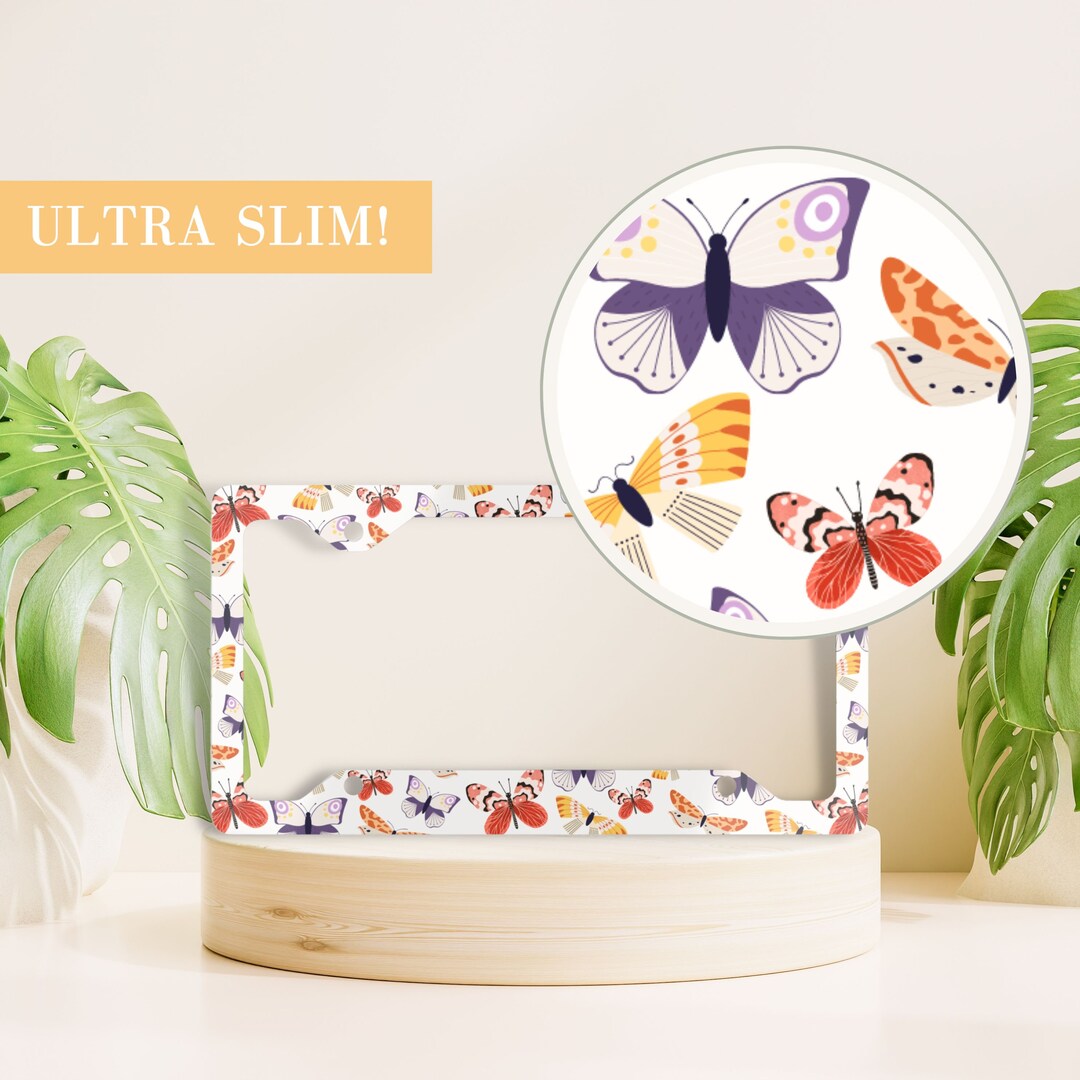 Butterfly License Plate Frame, Colorful Butterfly License Plate Holder ...