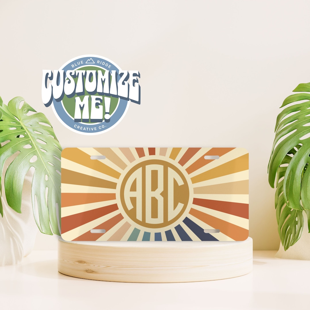 Monogram Front License Plate, Custom Monogram License Plate, Retro Car ...