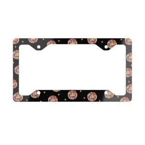 Black Disco Ball License Plate Frame, Retro License Plate Cover, Disco ...