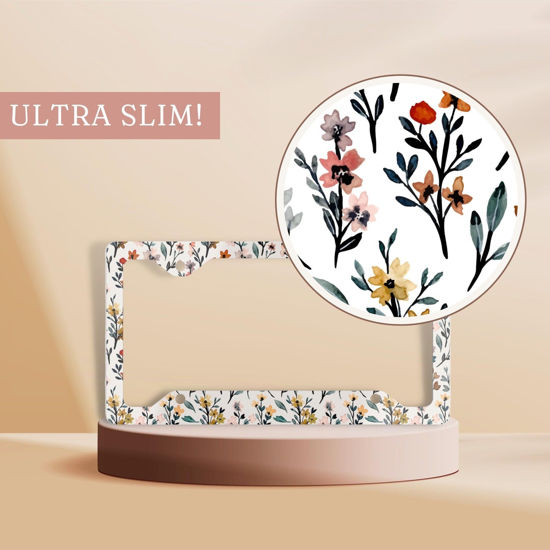 Flower License Plate Frame, Floral License Plate Holder, Cute License ...