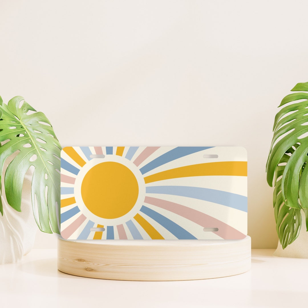 Sunshine License Plate, Pink and Blue Front License Plate, Retro Vanity ...