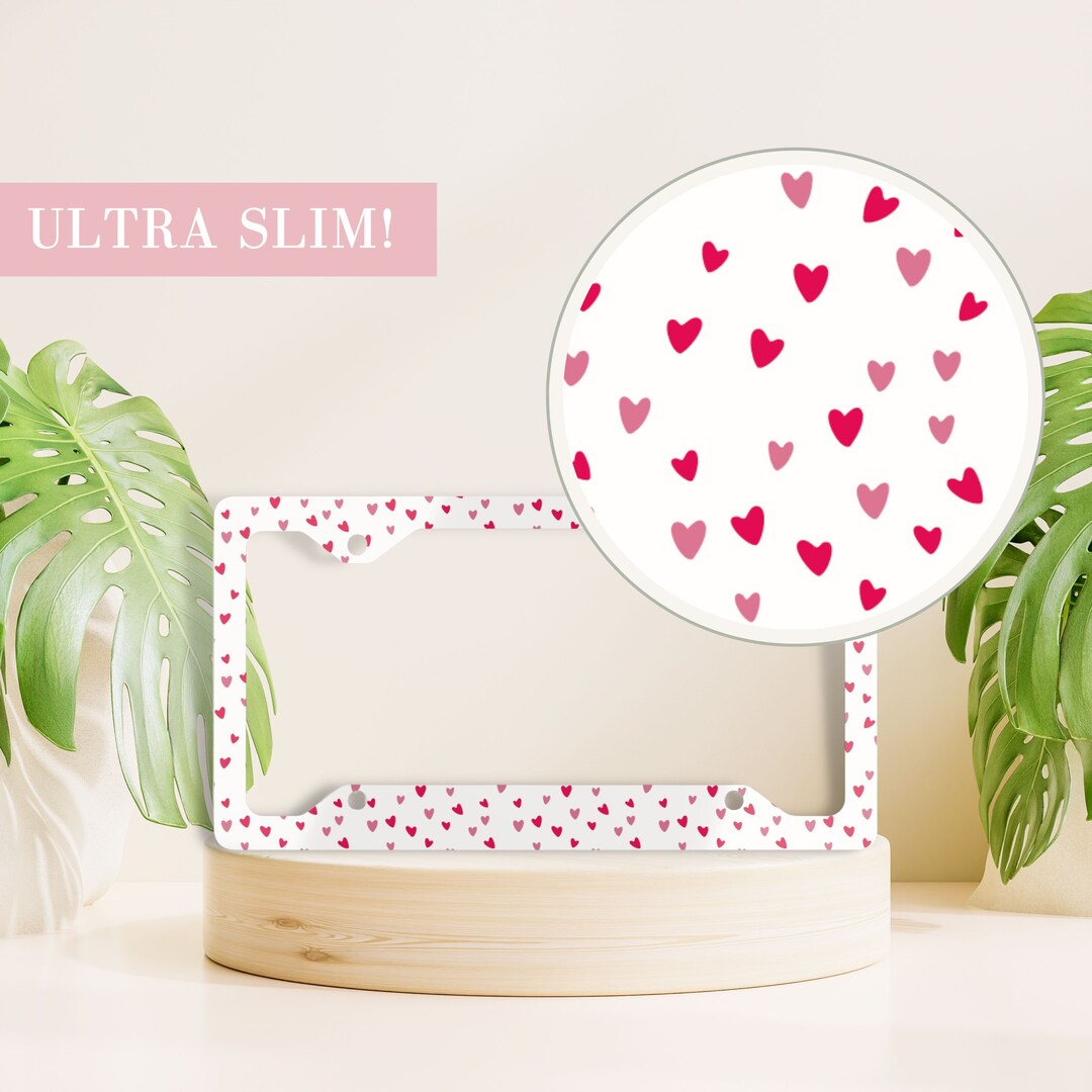 Dainty Heart License Plate Frame, Pink and Red Heart License Plate ...