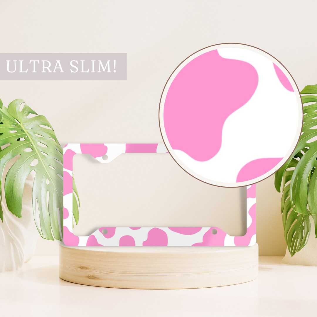 Pink Cow Print License Plate Frame, Western License Plate Frame, Girls ...