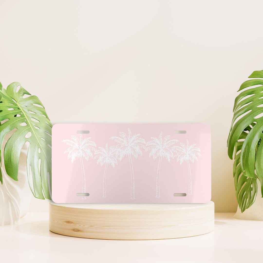 Pink License Plate, Palm Tree License Plate, Coastal License Plate ...