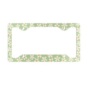 Daisy License Plate Frame, Green License Plate Frame, Floral Metal ...
