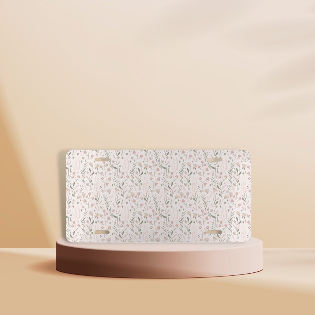 Floral Vanity License Plate, Pink License Plate, Dainty Flower License ...