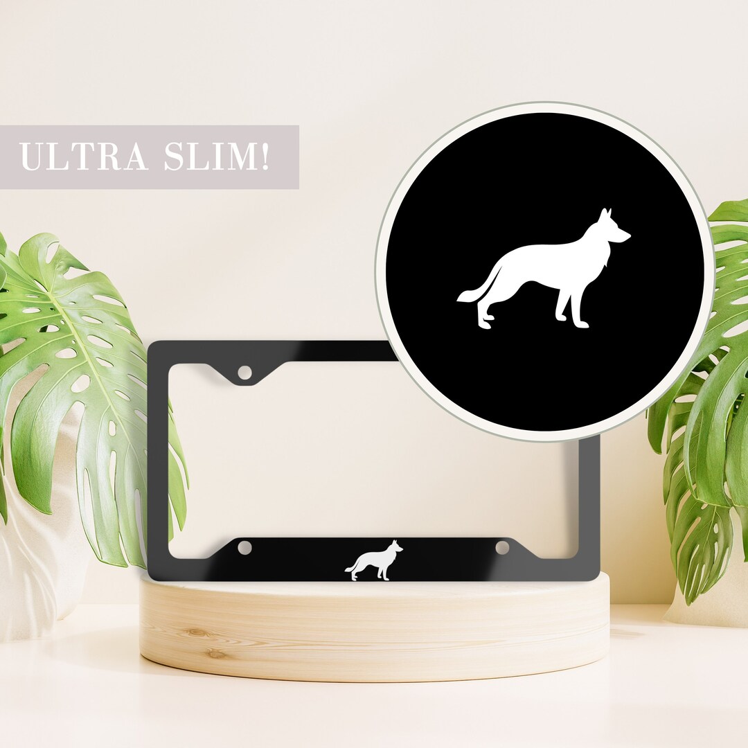 German Shepherd License Plate Frame, Black License Plate Frame, GSD ...