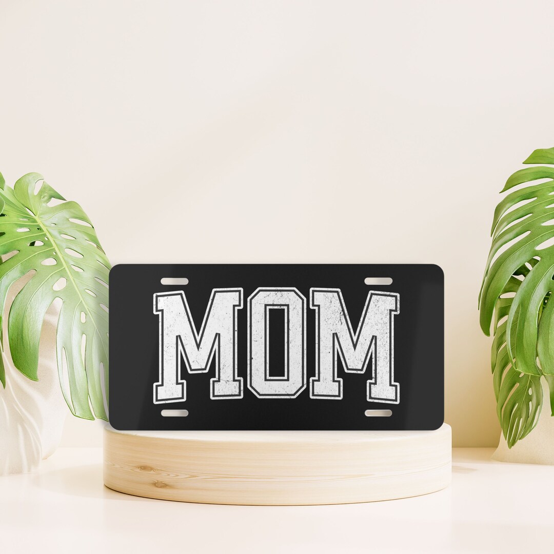 Retro License Plate, Mom Front License Plate, Black Vanity License ...