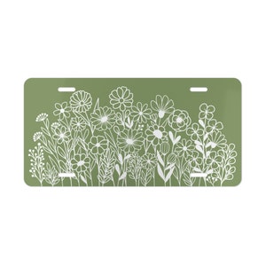 Wildflower License Plate, Green Vanity License Plate, Flower Front ...