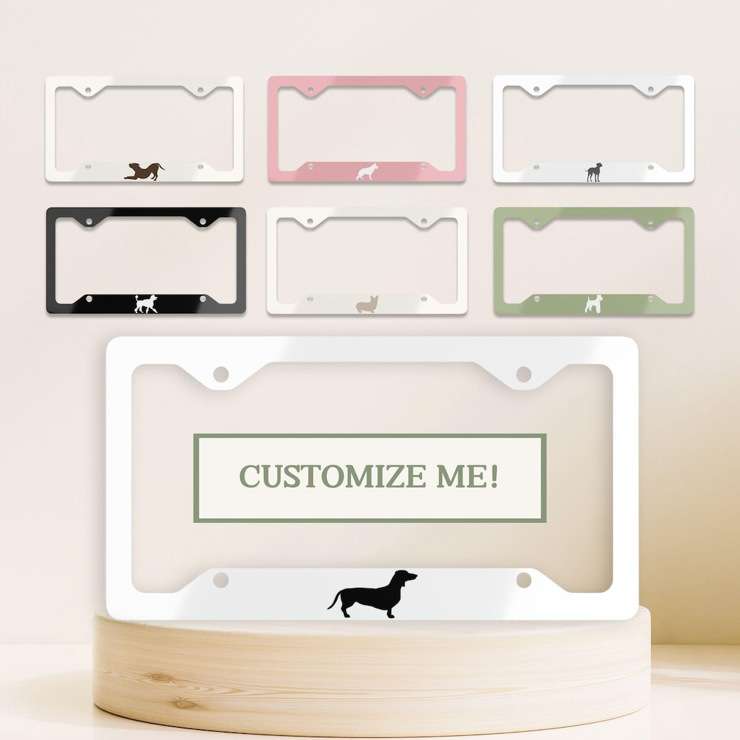 Custom Dog License Plate Frame, Custom Dog Lover License Plate, Dog ...