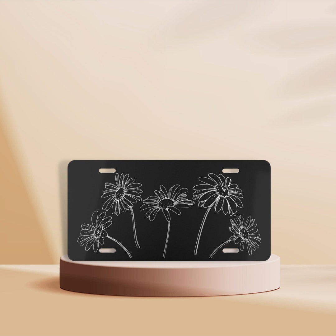 Daisy License Plate, Minimal Front License Plate, Black Vanity License ...