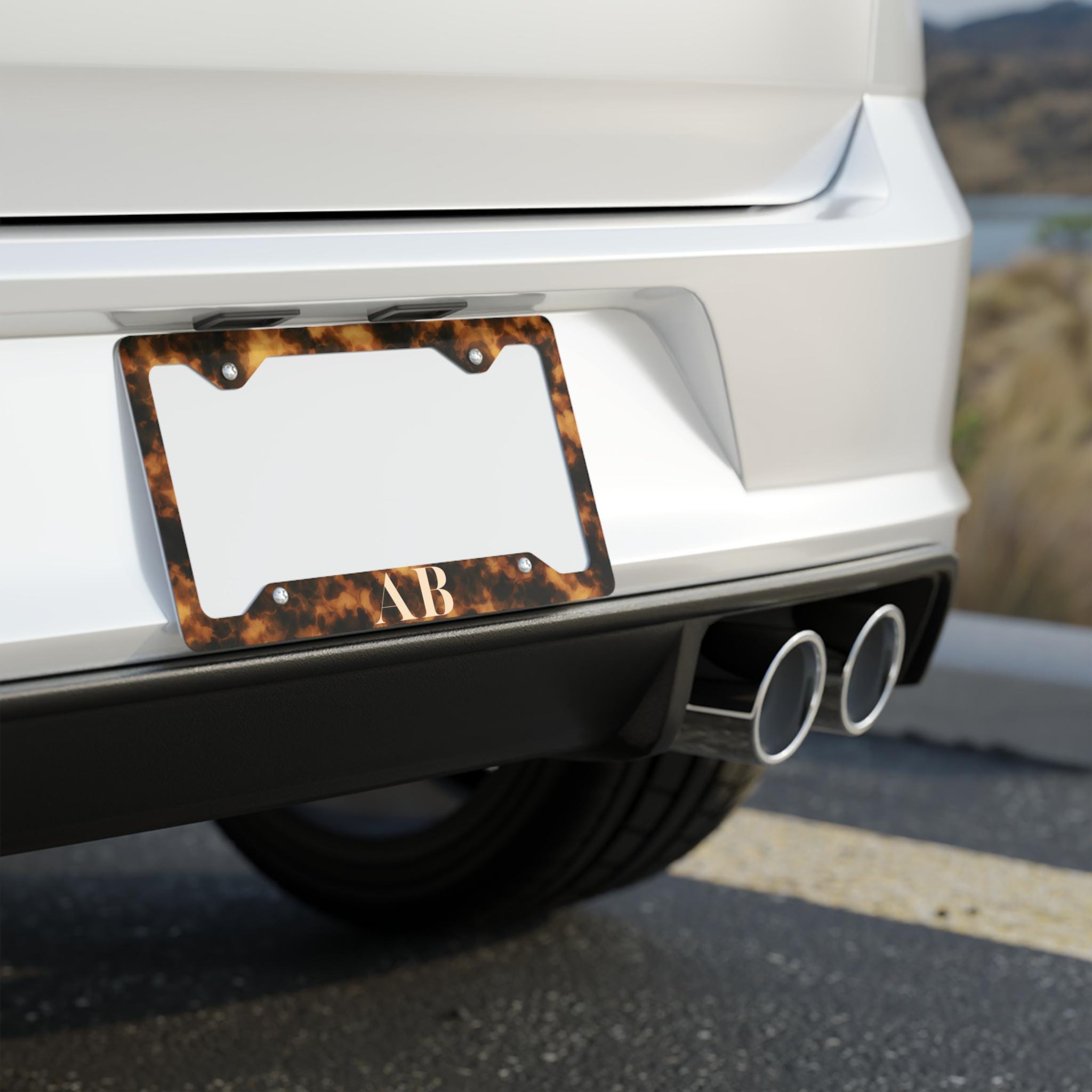 Custom Tortoise Shell License Plate Frame, Initials Car Accessory - Etsy