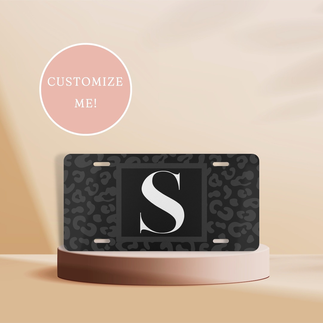 Custom Initial License Plate, Personalized Front License Plate, Black ...