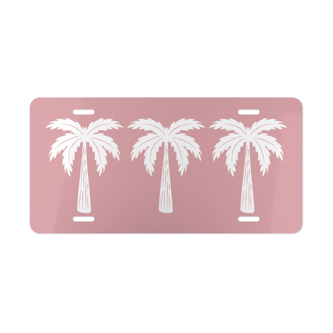Pink License Plate Coastal License Plate Palm Tree Front - Etsy