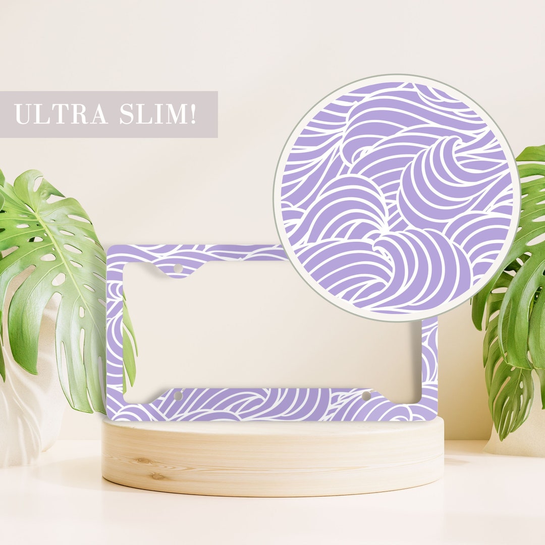 Retro License Plate Frame, Purple Wave License Plate Frame, Cute Car ...