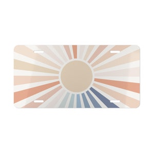 Pastel Retro Sunshine License Plate, Boho Vanity License Plate, Pink ...