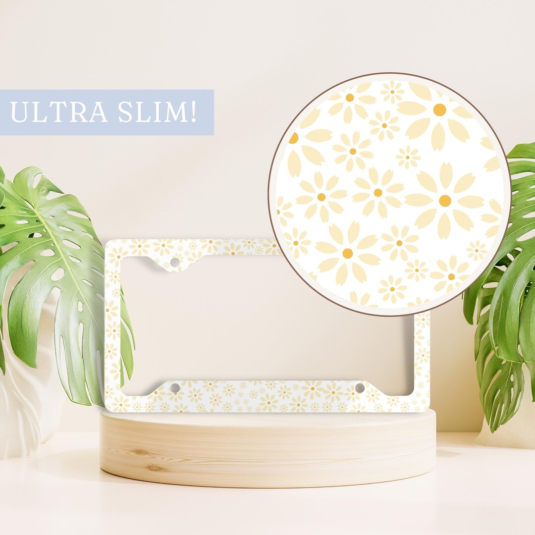 Flower Metal License Plate Frame, Dainty Floral License Plate Frame ...