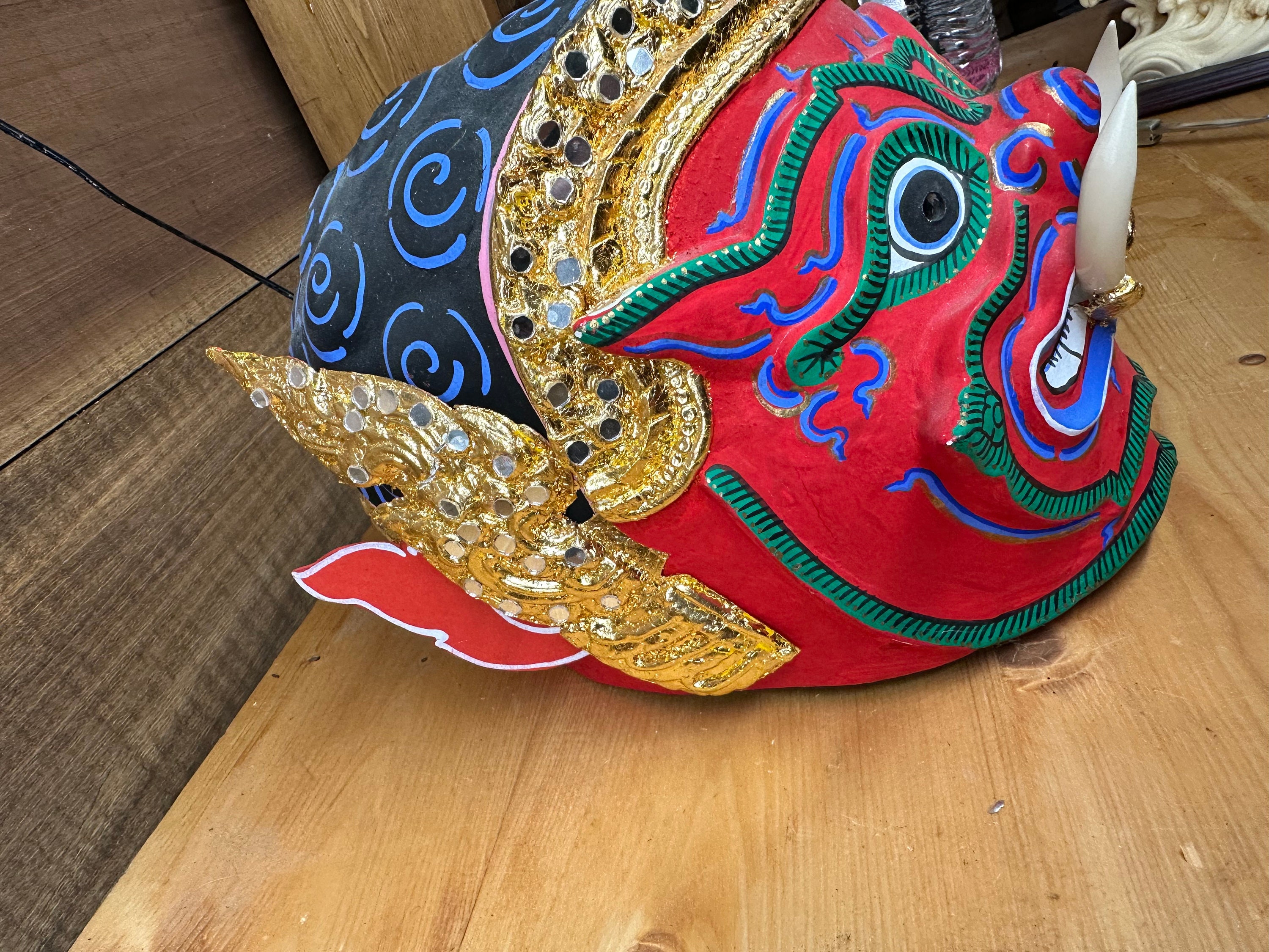 STUNNING Thai Khon Mask Hanuman VTG Paper Mache/resin Helmet Mask - Etsy