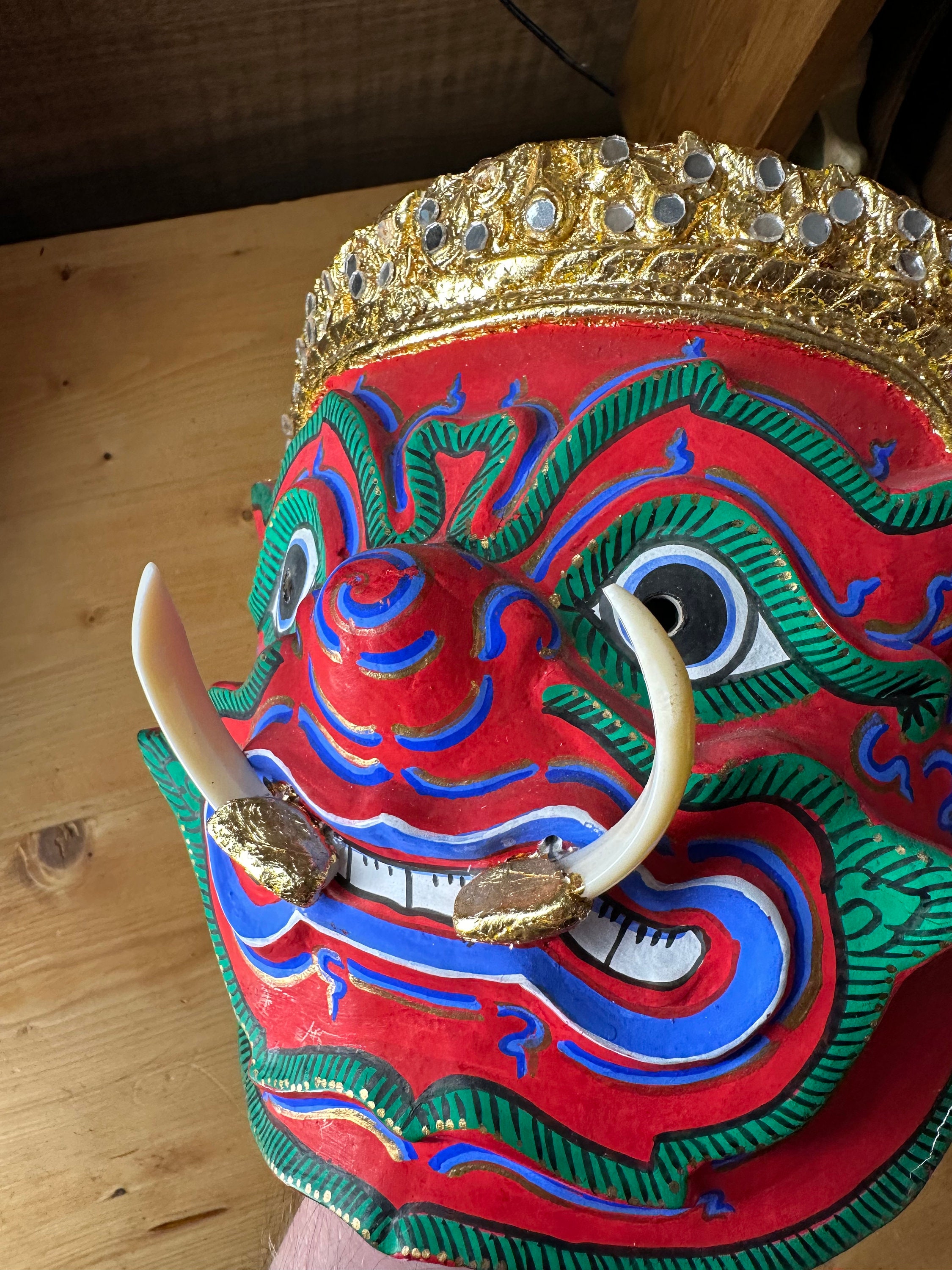 STUNNING Thai Khon Mask Hanuman VTG Paper Mache/resin Helmet Mask - Etsy