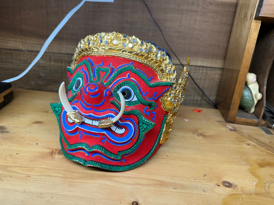 STUNNING Thai Khon Mask Hanuman VTG Paper Mache/resin Helmet Mask - Etsy