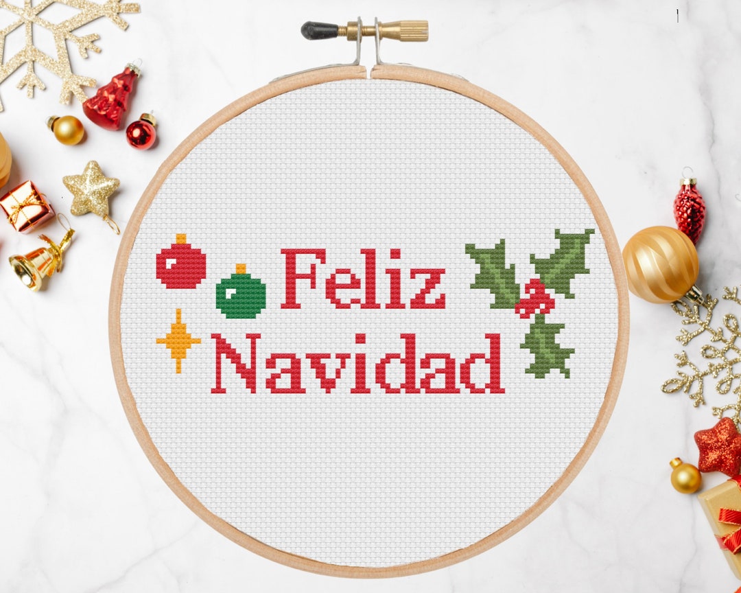 Feliz Navidad Cross Stitch Pattern | Instant Download PDF | Spanish ...