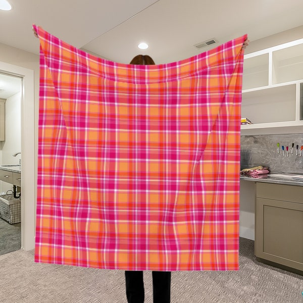 Orange Plaid Fabric - Etsy