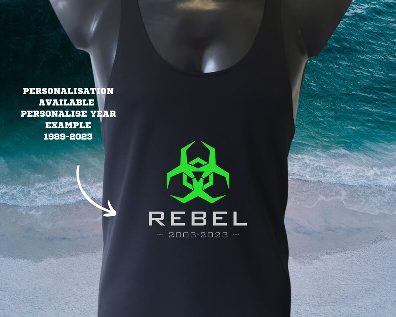 REBEL Gym Vest With Personalisation Included for Gym, Fitness ...