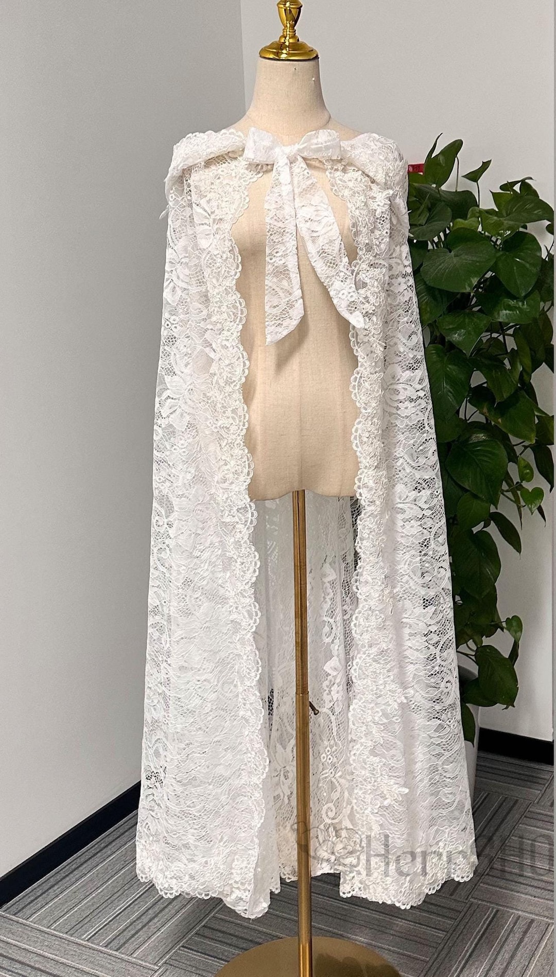 Bohemian Hooded Wedding Cloak With Flower Lace Trim, Fairy Floral Lace ...