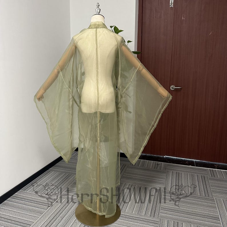 Vintage Sage Green Robe, Organza Cloak for Cosplay Party, Festival ...