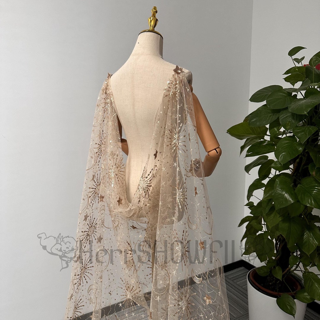 Starry Star& Moon Light Gold Cape for Festival Party, Sparkling Wedding ...