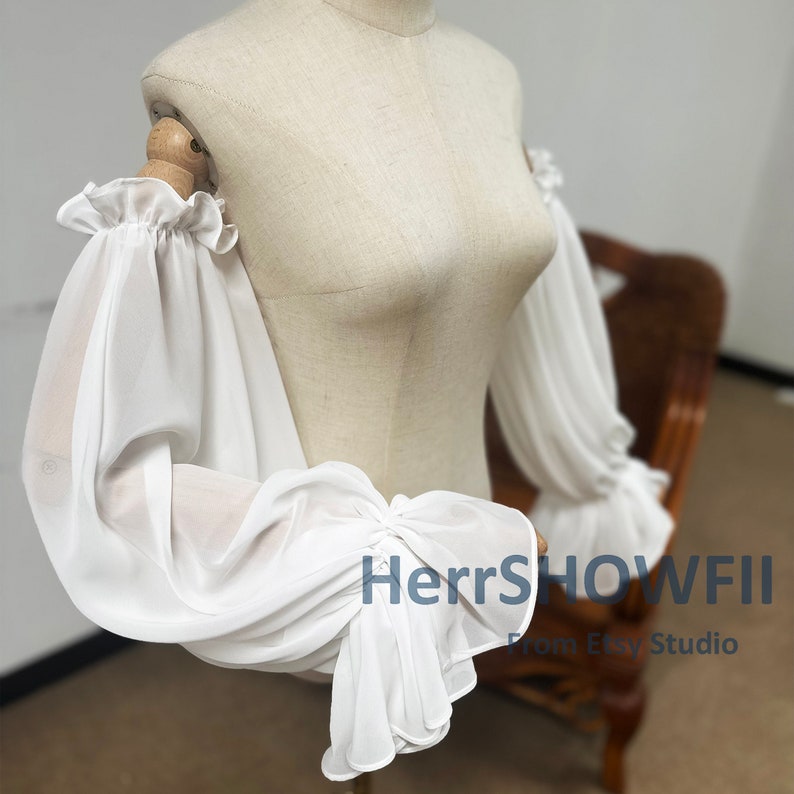 Elegant Ivory Chiffon Sleeves Detachable Dress Lotus Sleeves Removable ...