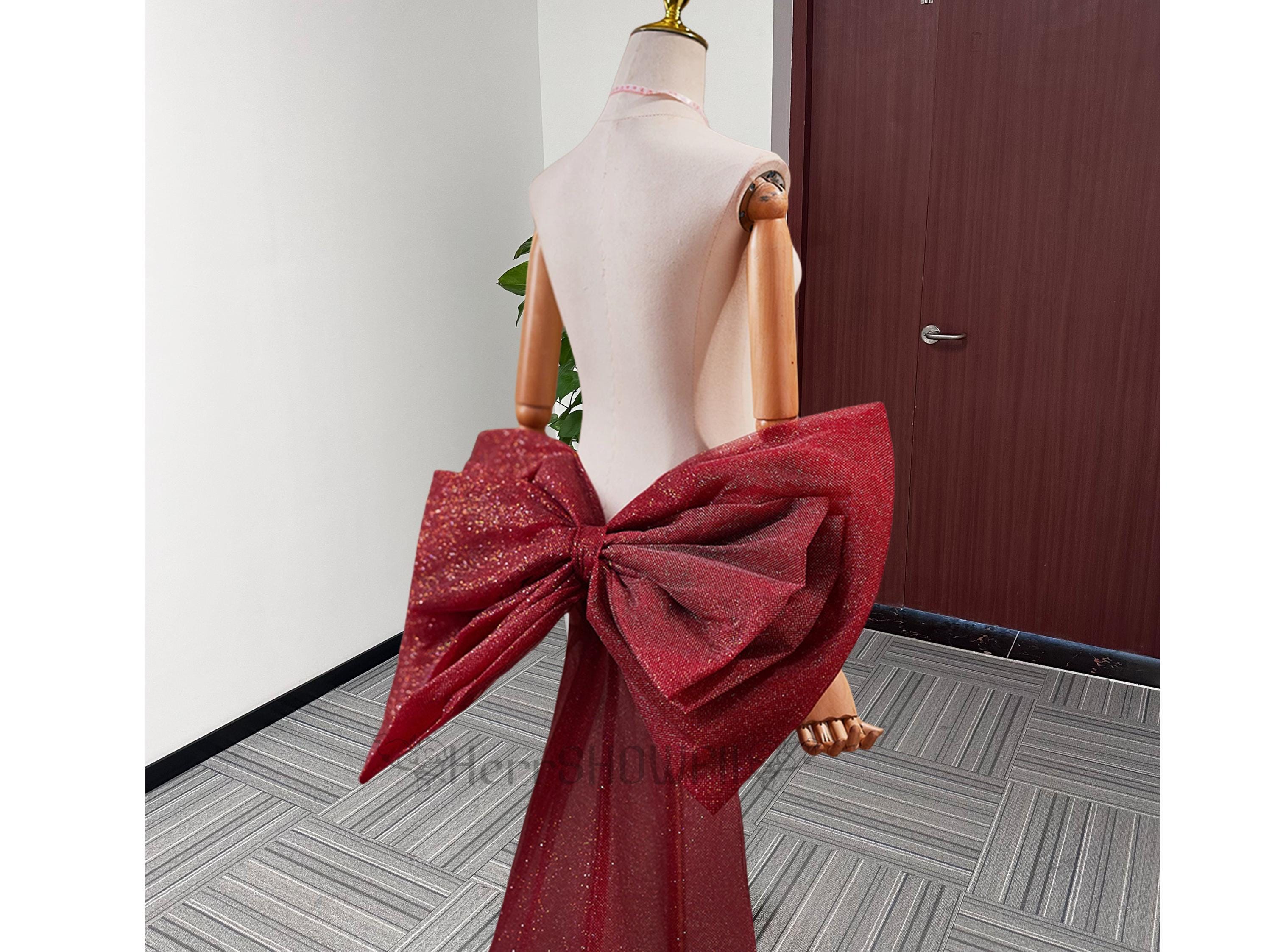 Oversized Ribbon Bow 3 Layers Taffeta Bow With Long Train Burgundy ...