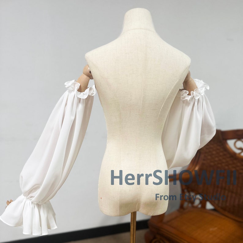 Elegant Ivory Chiffon Sleeves Detachable Dress Lotus Sleeves Removable ...