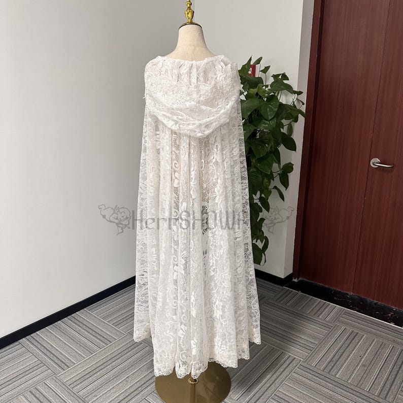Bohemian Hooded Wedding Cloak With Flower Lace Trim, Fairy Floral Lace ...
