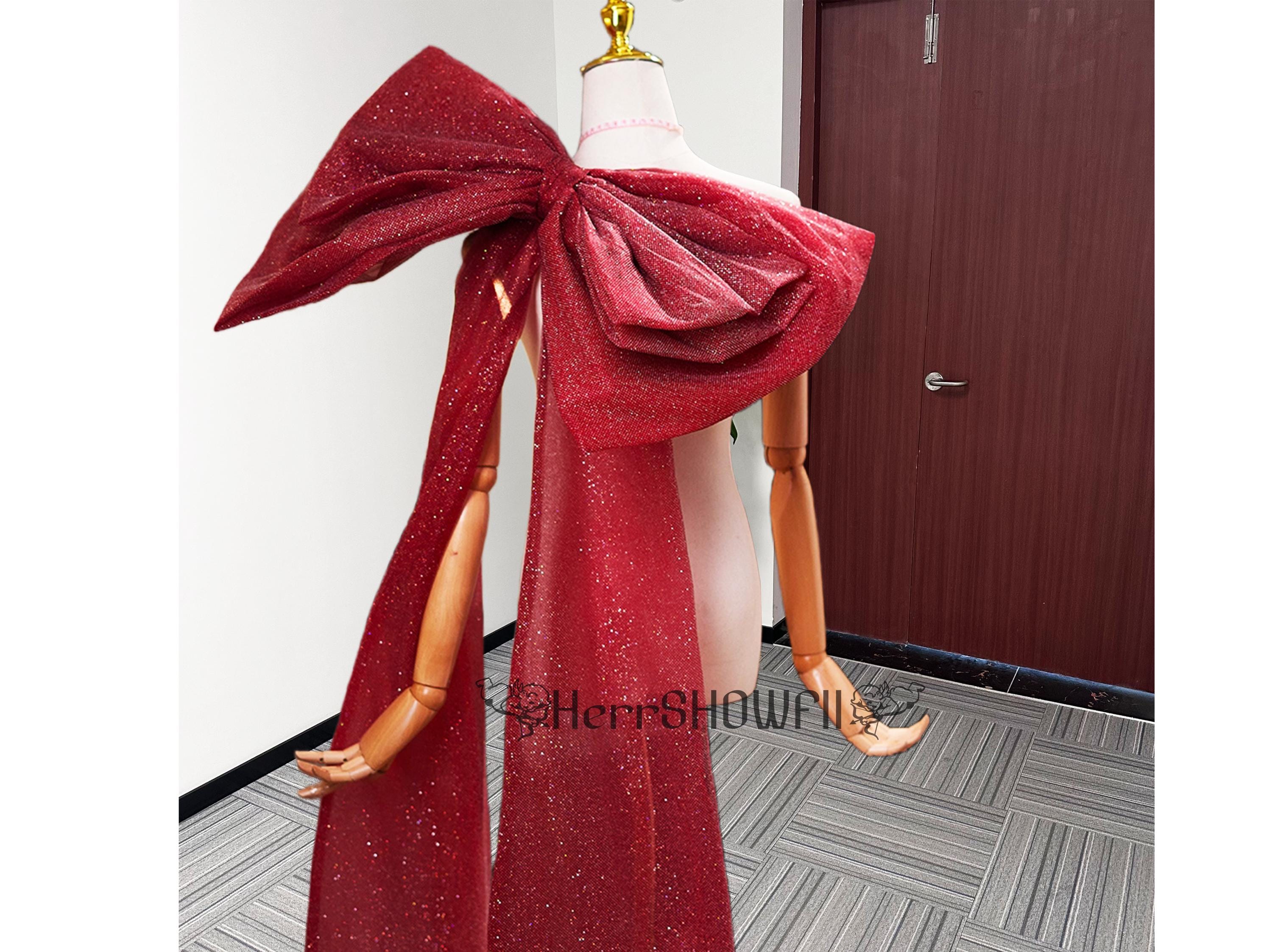 Oversized Ribbon Bow 3 Layers Taffeta Bow With Long Train Burgundy ...