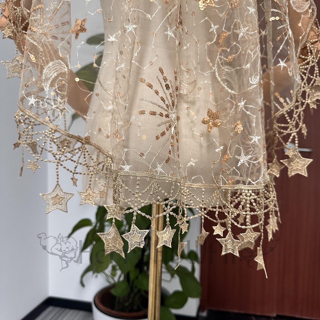Starry Stars Moons Elbow Veil Sparkle Wedding Veil With Star Pendants ...