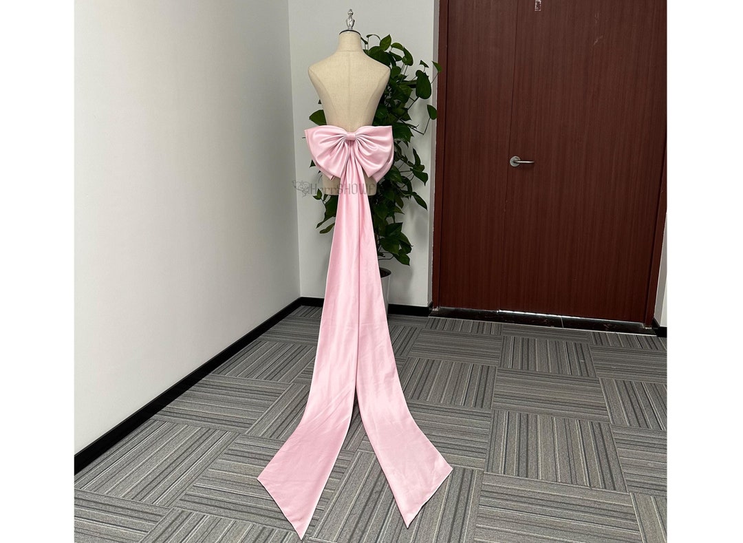 Oversized Ribbon Bow Double Taffeta Bow With Long Train Pink Satin ...