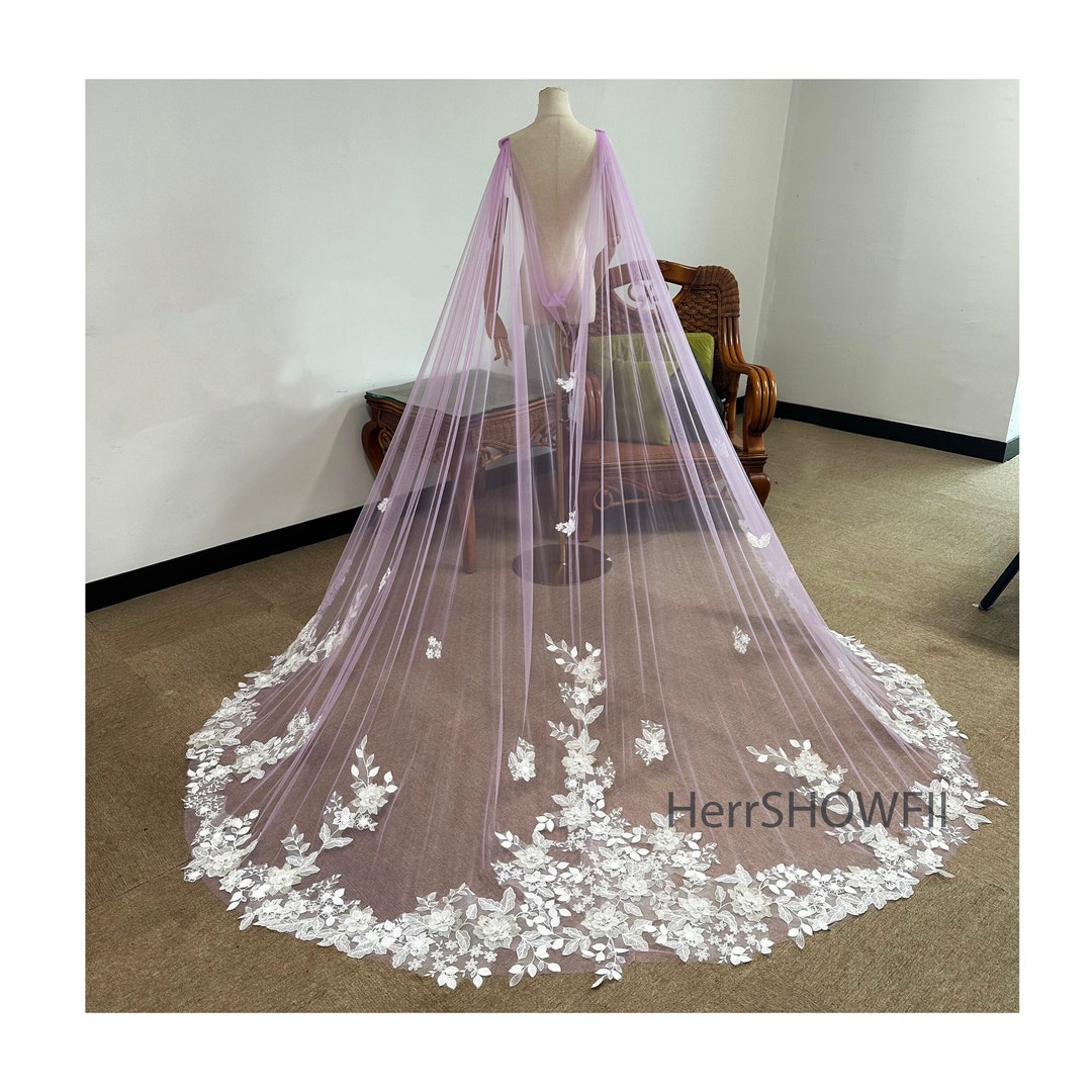 Vintage Blush Pink Wedding Veil for Faerie, Fairy Flowery Lace Bridal ...