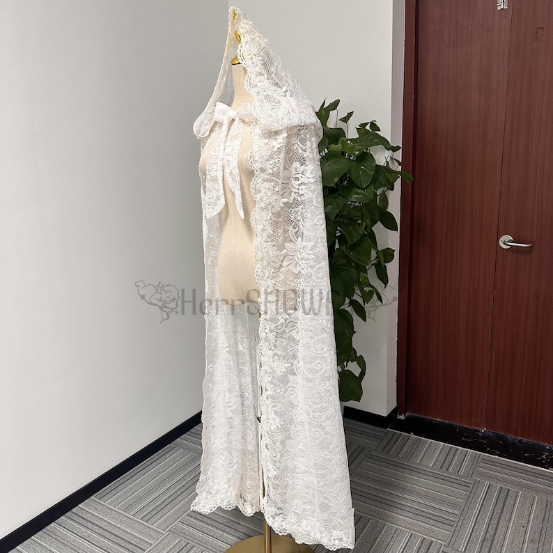 Bohemian Hooded Wedding Cloak With Flower Lace Trim, Fairy Floral Lace ...