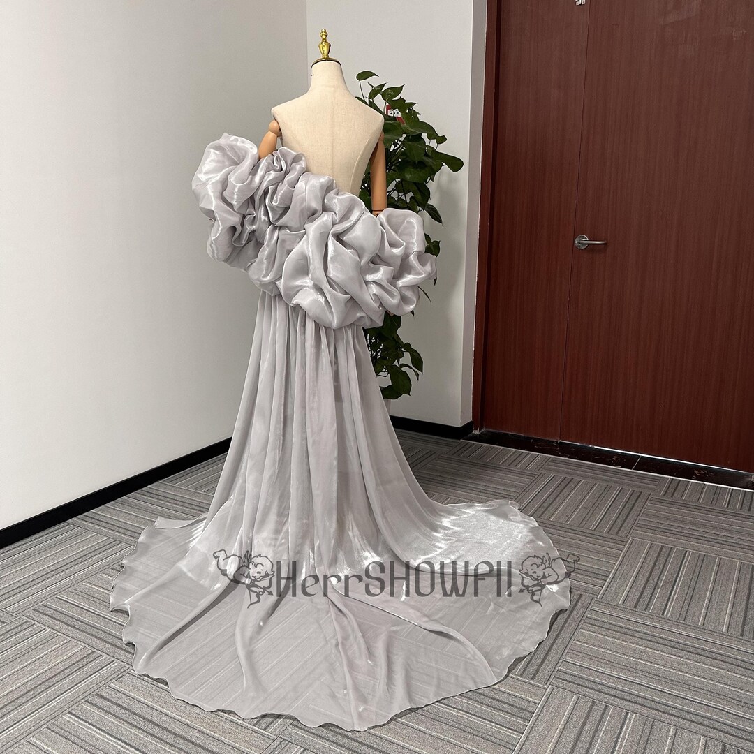 Vintage Sliver Gray Wedding Shawl With Trailing Puff Shawl for Wedding ...